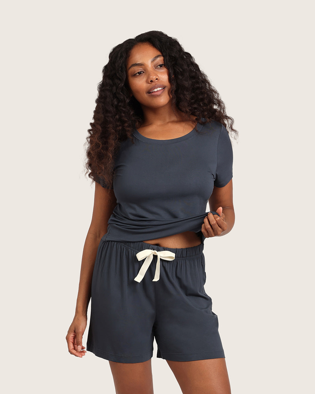 Bamboo Women's Long Sleep Shorts in Storm – Boody NZ
