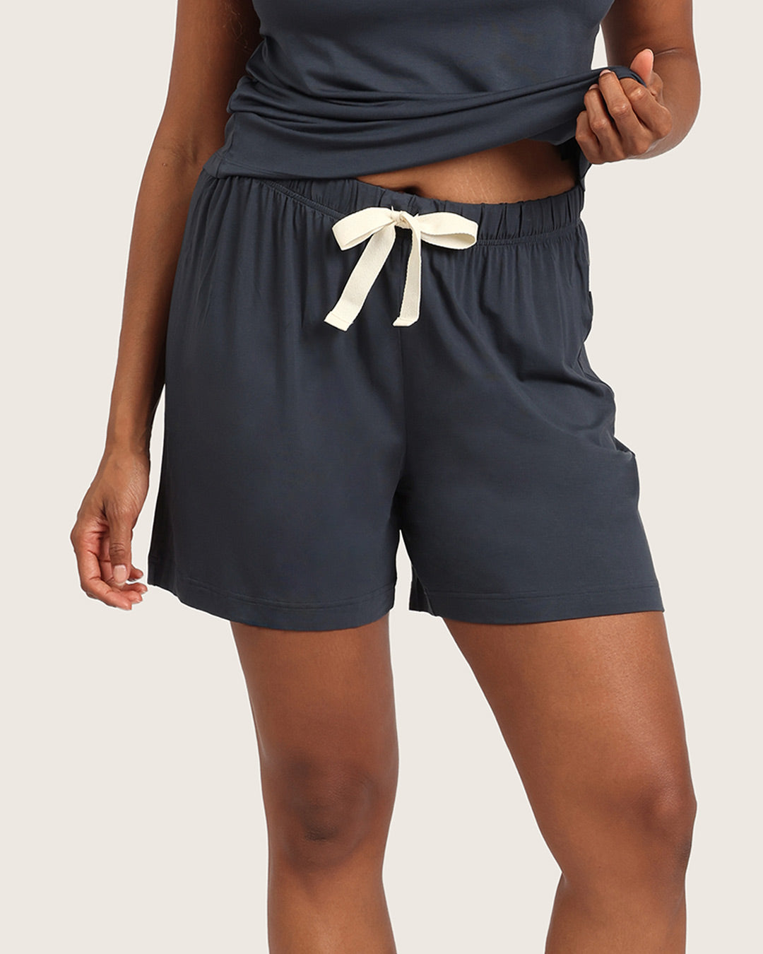 Bamboo Women's Long Sleep Shorts in Storm – Boody NZ