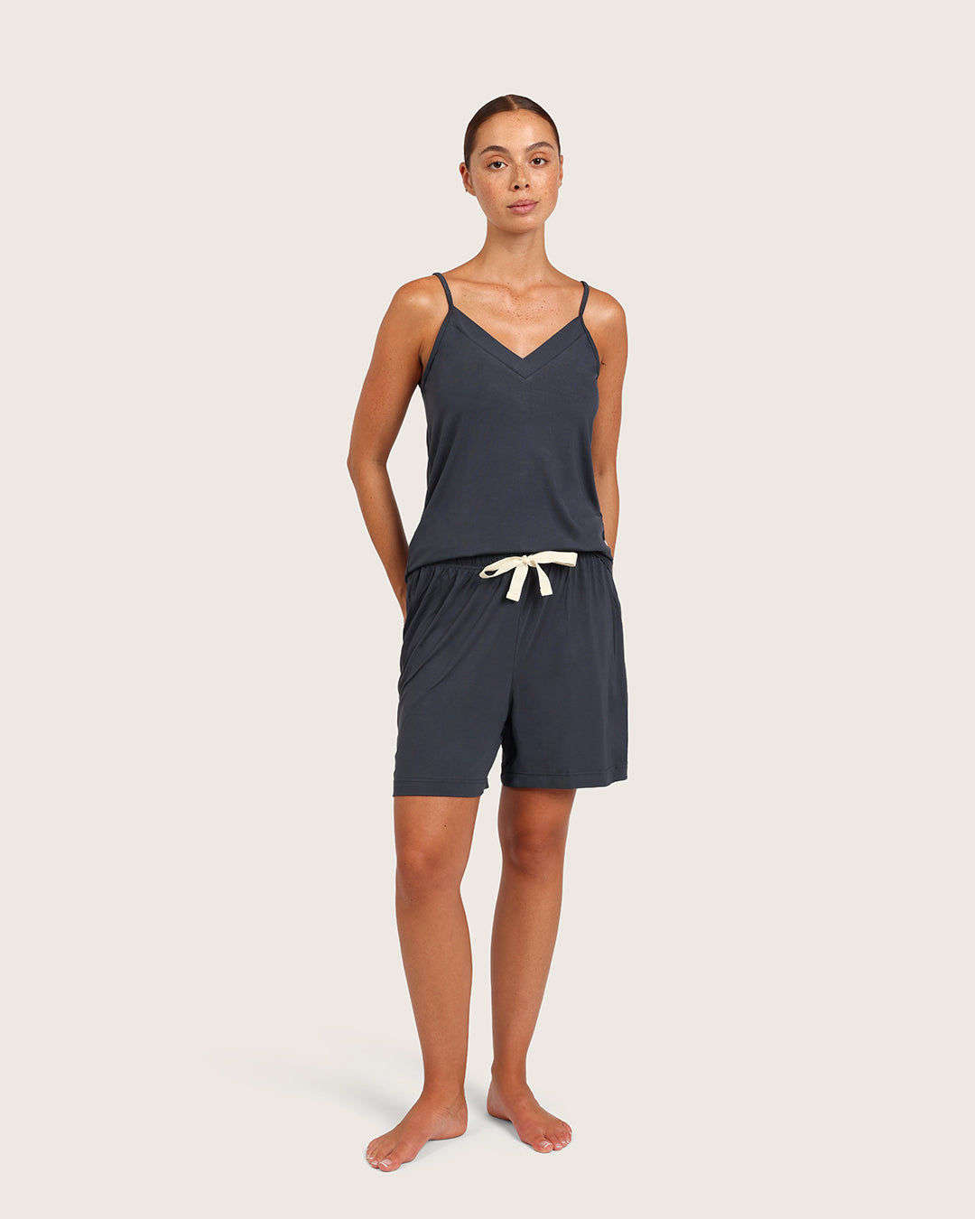 Bamboo Women's Long Sleep Shorts in Storm – Boody NZ